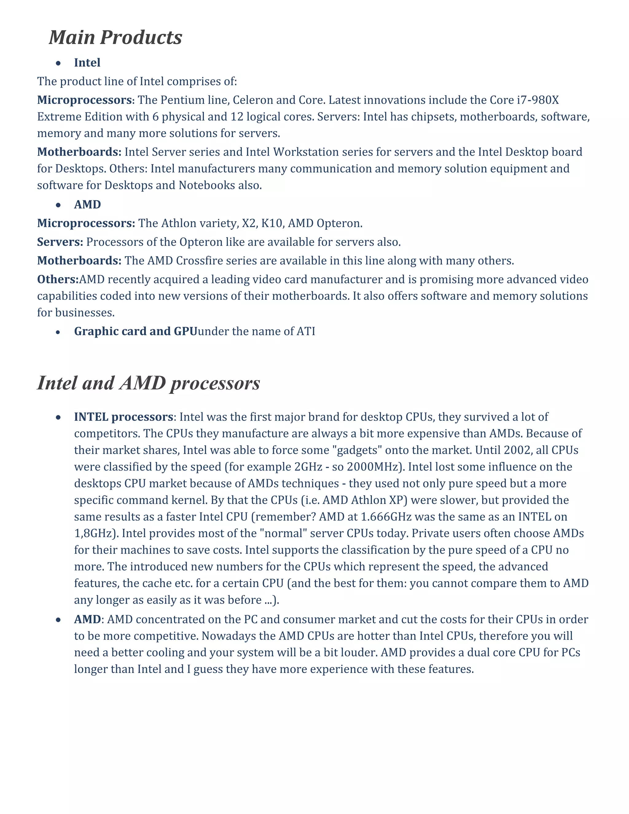 Intel vs amd | DOCX