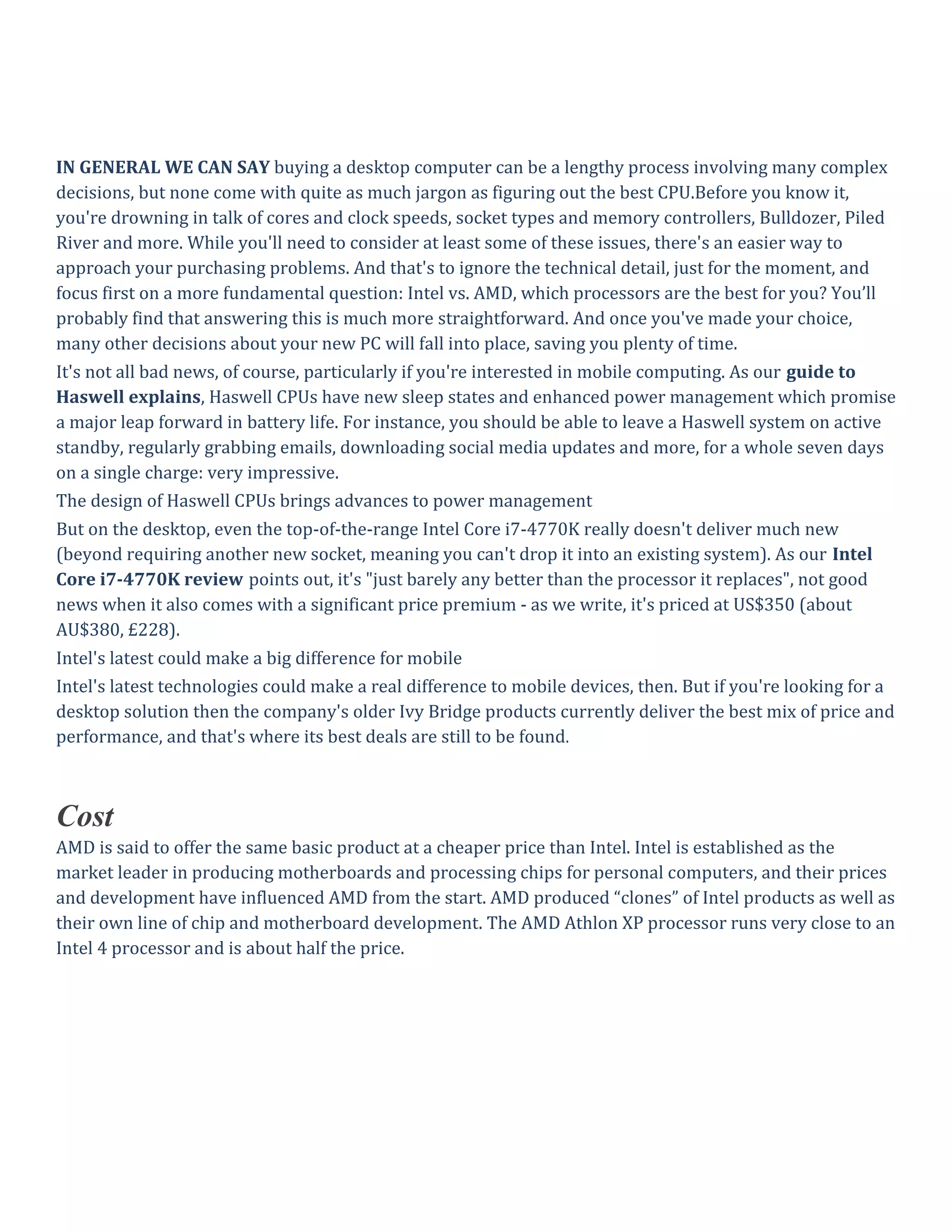 Intel vs amd | DOCX