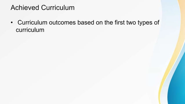Intended curriculum Vs Implemented curriculum Vs Achieved curriculum ...