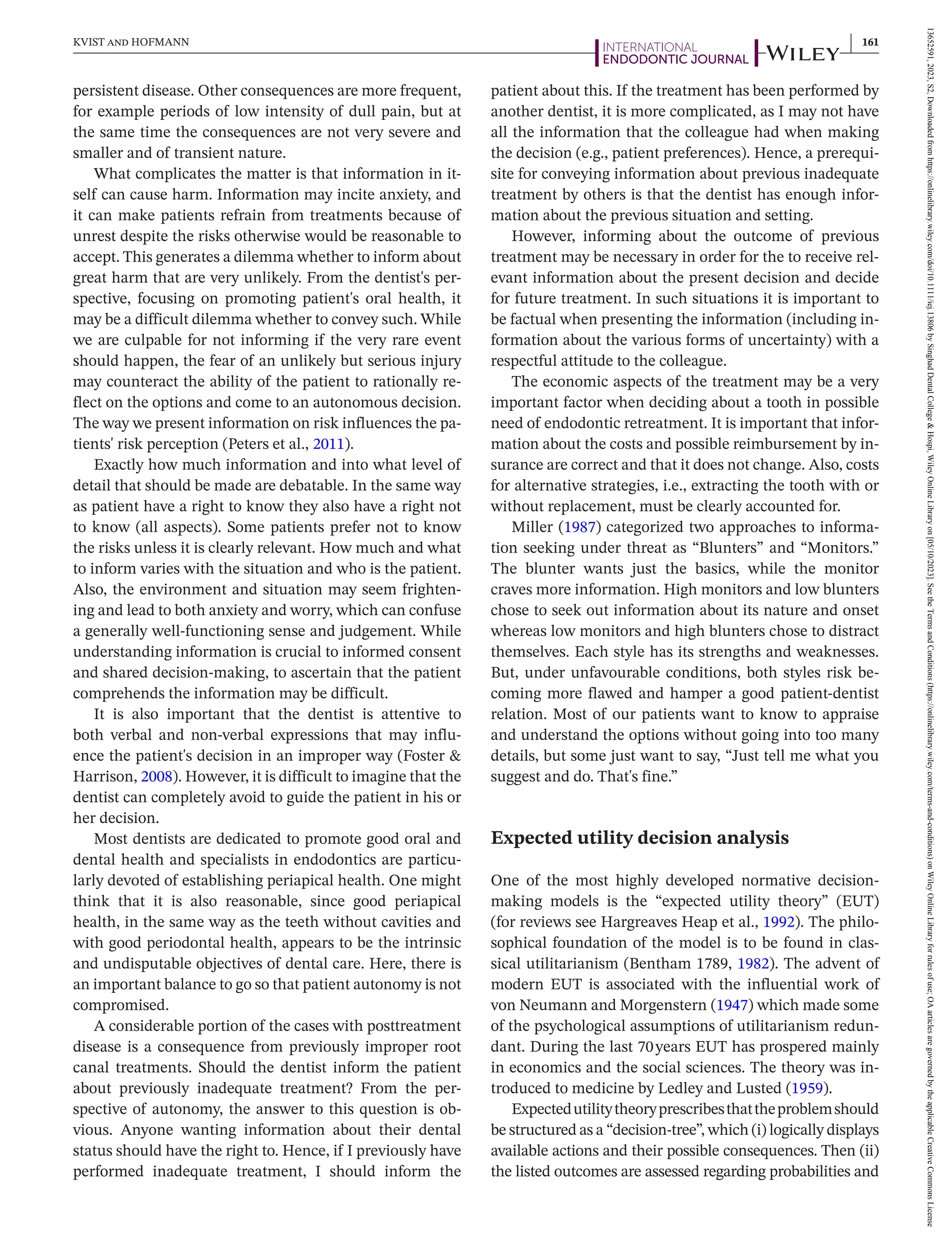 Int Endodontic J - 2022 - Kvist - Clinical decision making of post ...