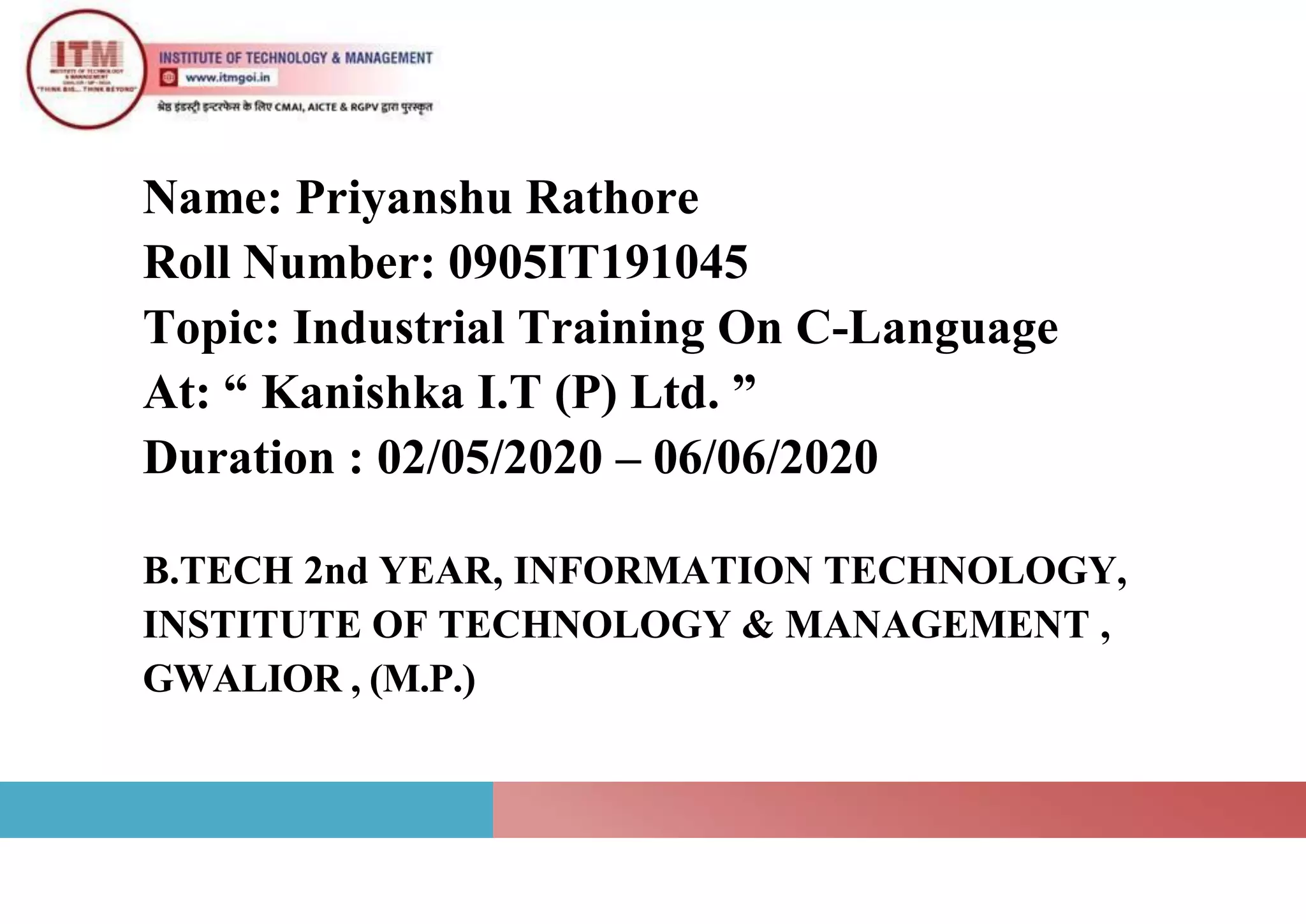 internship ppt on c language | PDF | Programming Languages | Computing