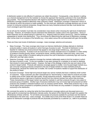 Intensity Of Market Coverage | PDF