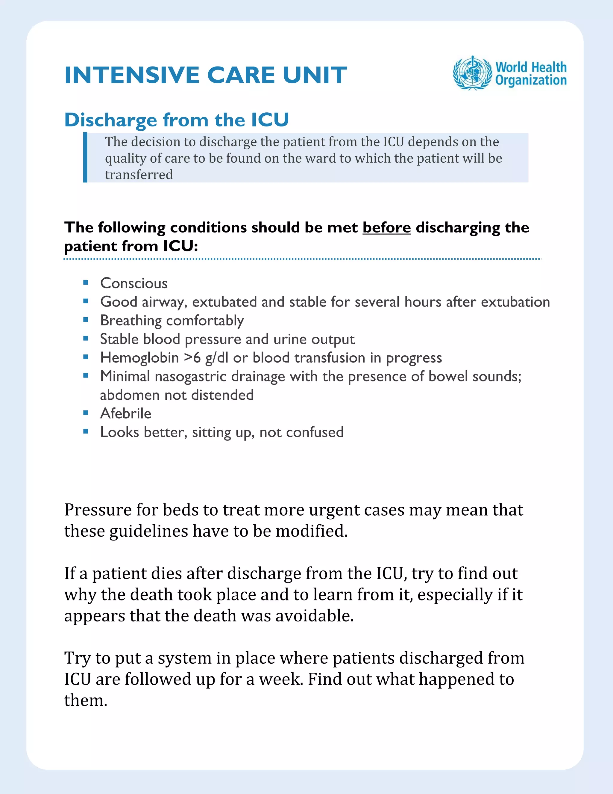 Intensive care-unit who guidelines | PDF | First Aid | Injuries