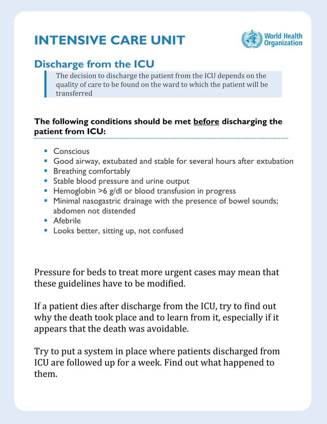 Intensive care-unit who guidelines | PDF | First Aid | Injuries