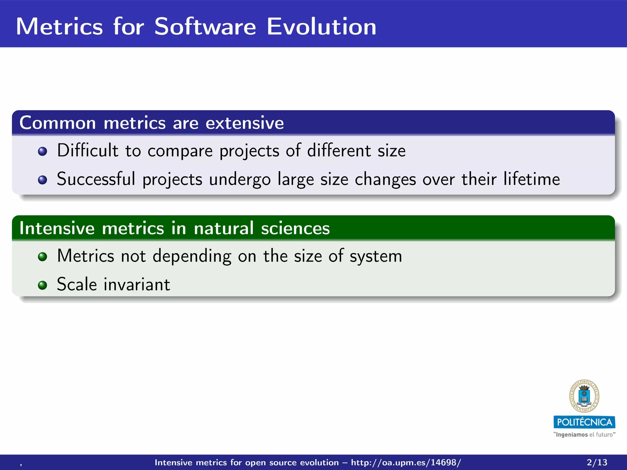 Intensive metrics software evolution | PPT