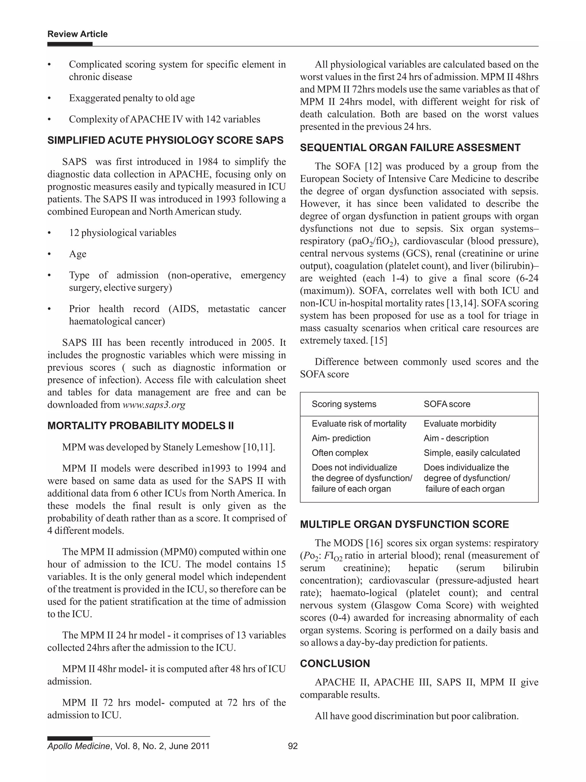 Intensive Care Unit Scoring Systems | PDF