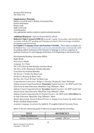 Intensive English Curriculum - Elementary | PDF