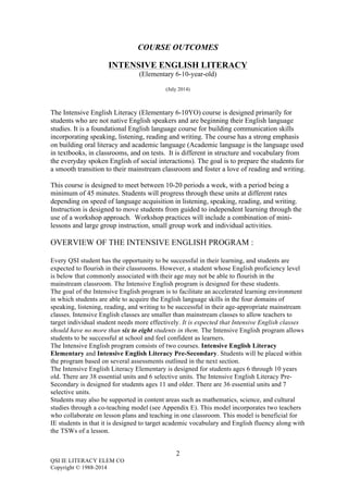 Intensive English Curriculum - Elementary | PDF