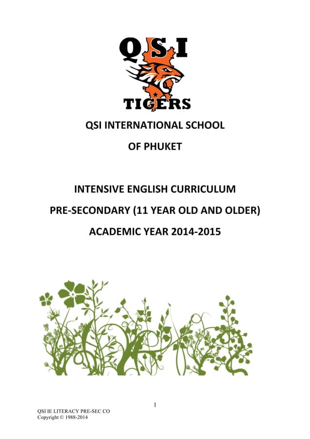 Intensive English Curriculum - Pre-Secondary | PDF
