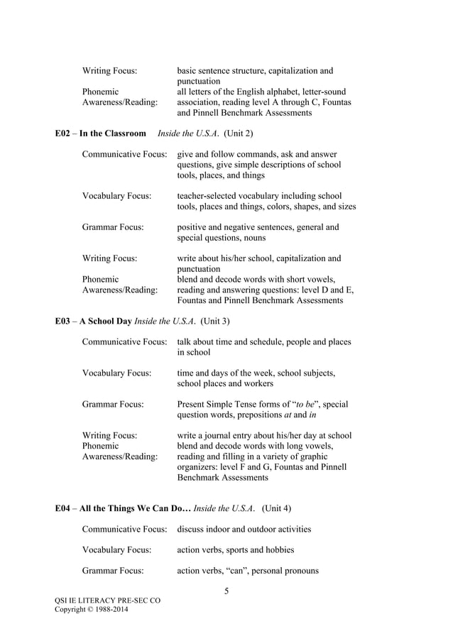 Intensive English Curriculum - Pre-Secondary | PDF