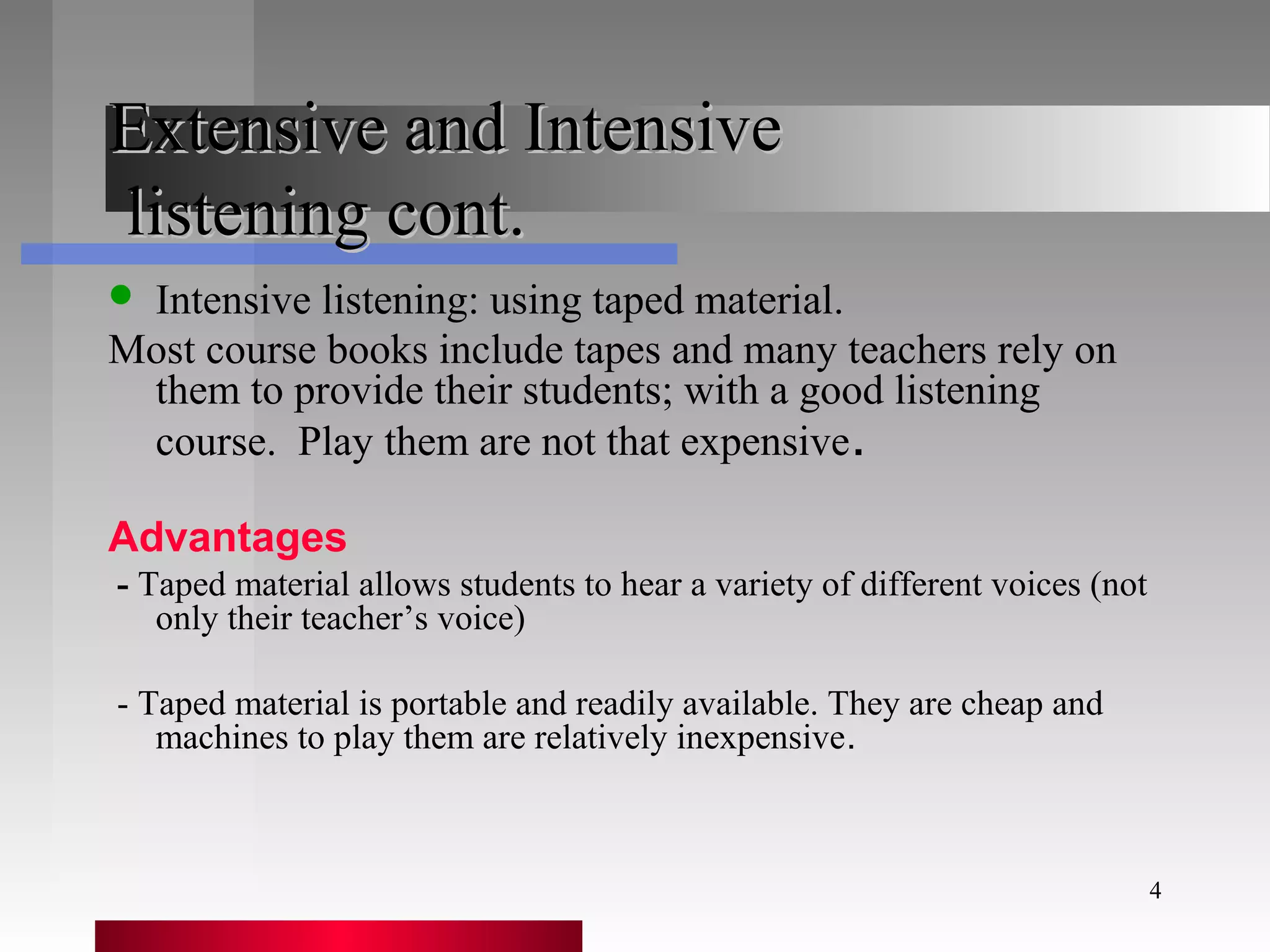 Intensive&extensive listening | PPT