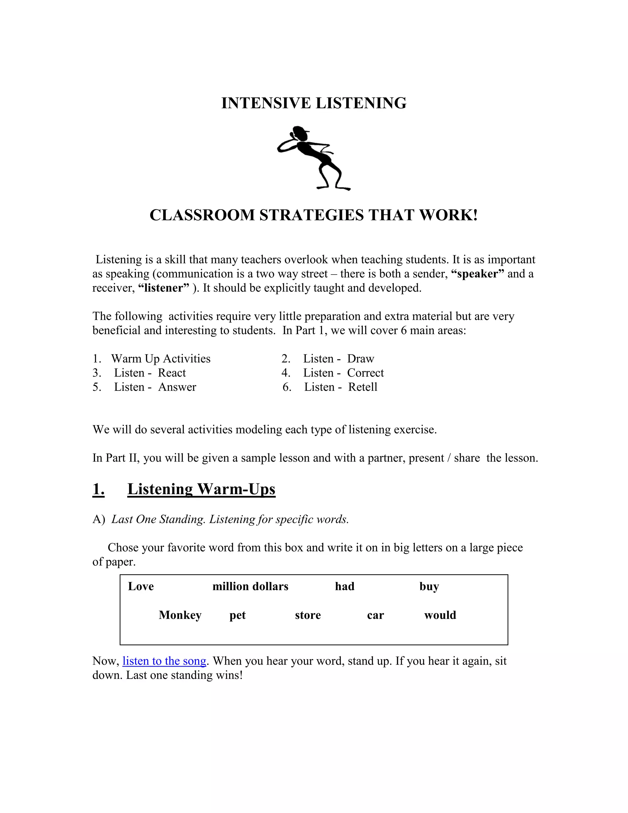 Intensive listening activities | PDF