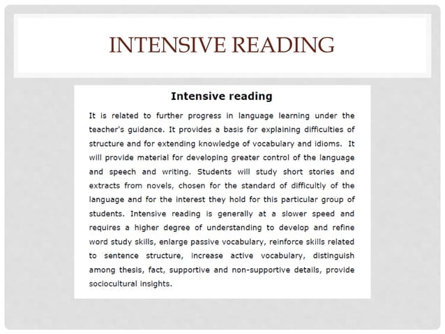 Intensive Reading: Methods and Strategies | PPTX