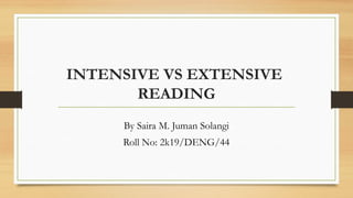 Intensive vs extensive reading... reading and writing skills | PPTX | Books and Literature