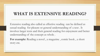 Intensive vs extensive reading... reading and writing skills | PPTX ...