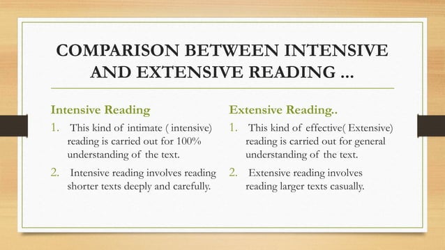 Intensive vs extensive reading... reading and writing skills | PPTX | Books and Literature