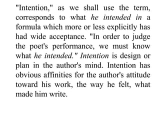 Intentional fallacy | PPT