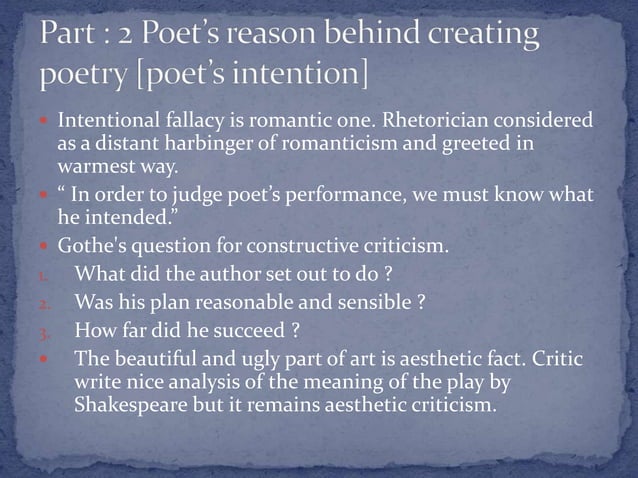 Intentional fallacy.pptx | Poetry | Books and Literature