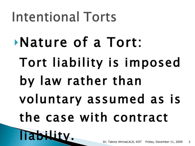 Intentional Torts | PPT | Injuries | Diseases and Conditions