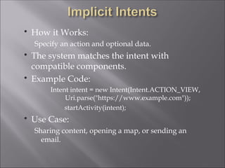 Types of intents in android application development | PPT