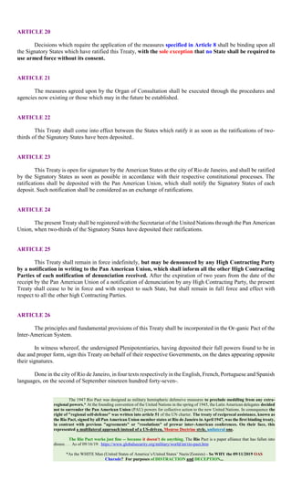 INTER-AMERICAN TREATY OF RECIPROCAL ASSISTANCE (TIAR) | PDF