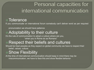 Inter curtural nd international communication | PPTX