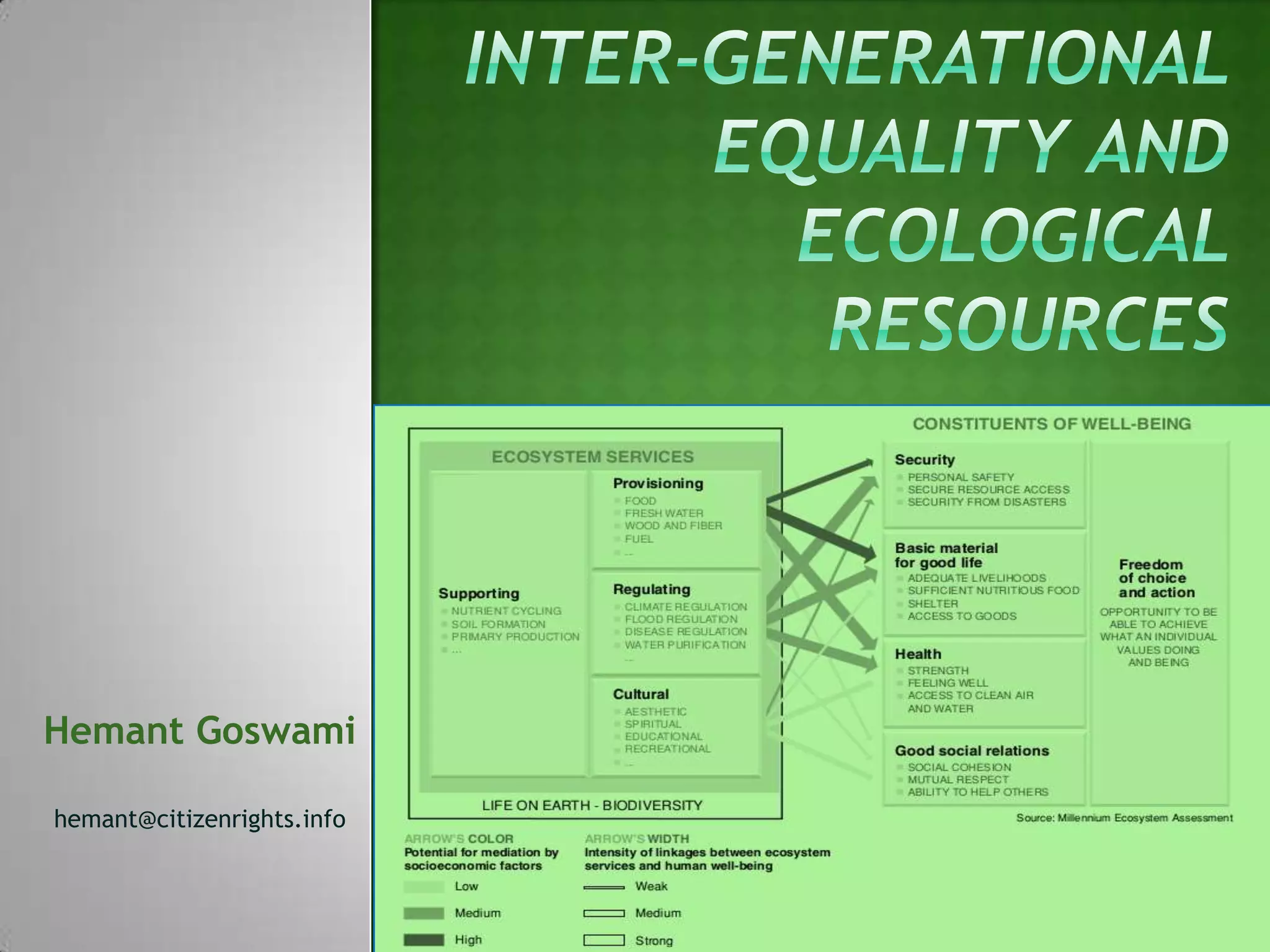 Inter generational equality and ecological resources | PPT