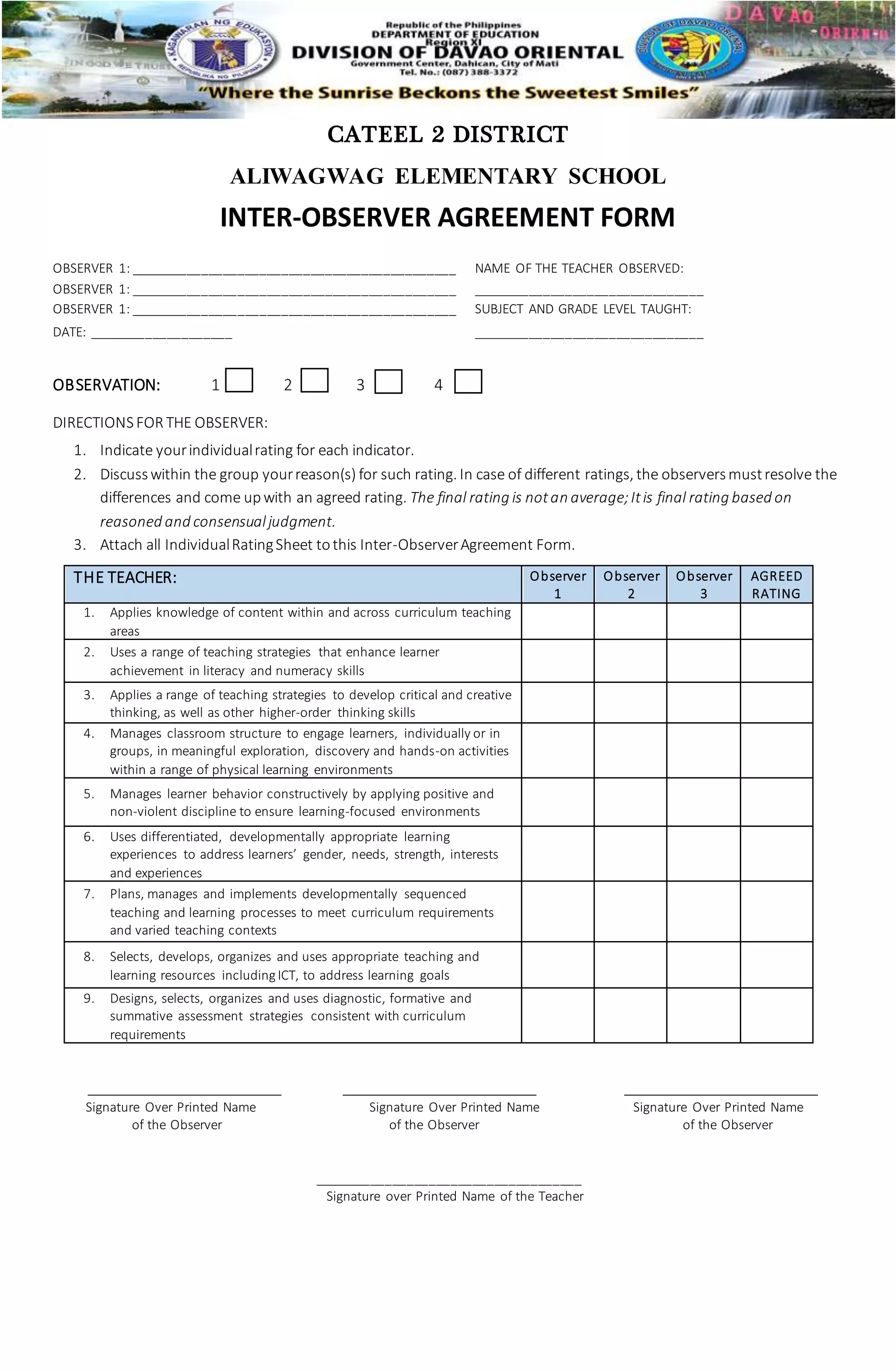 Inter observer agreement form | DOCX