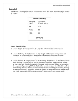 Interpretation Of Arterial Blood Gas | PDF