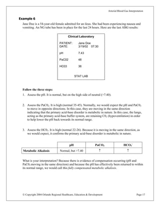 Interpretation Of Arterial Blood Gas | PDF