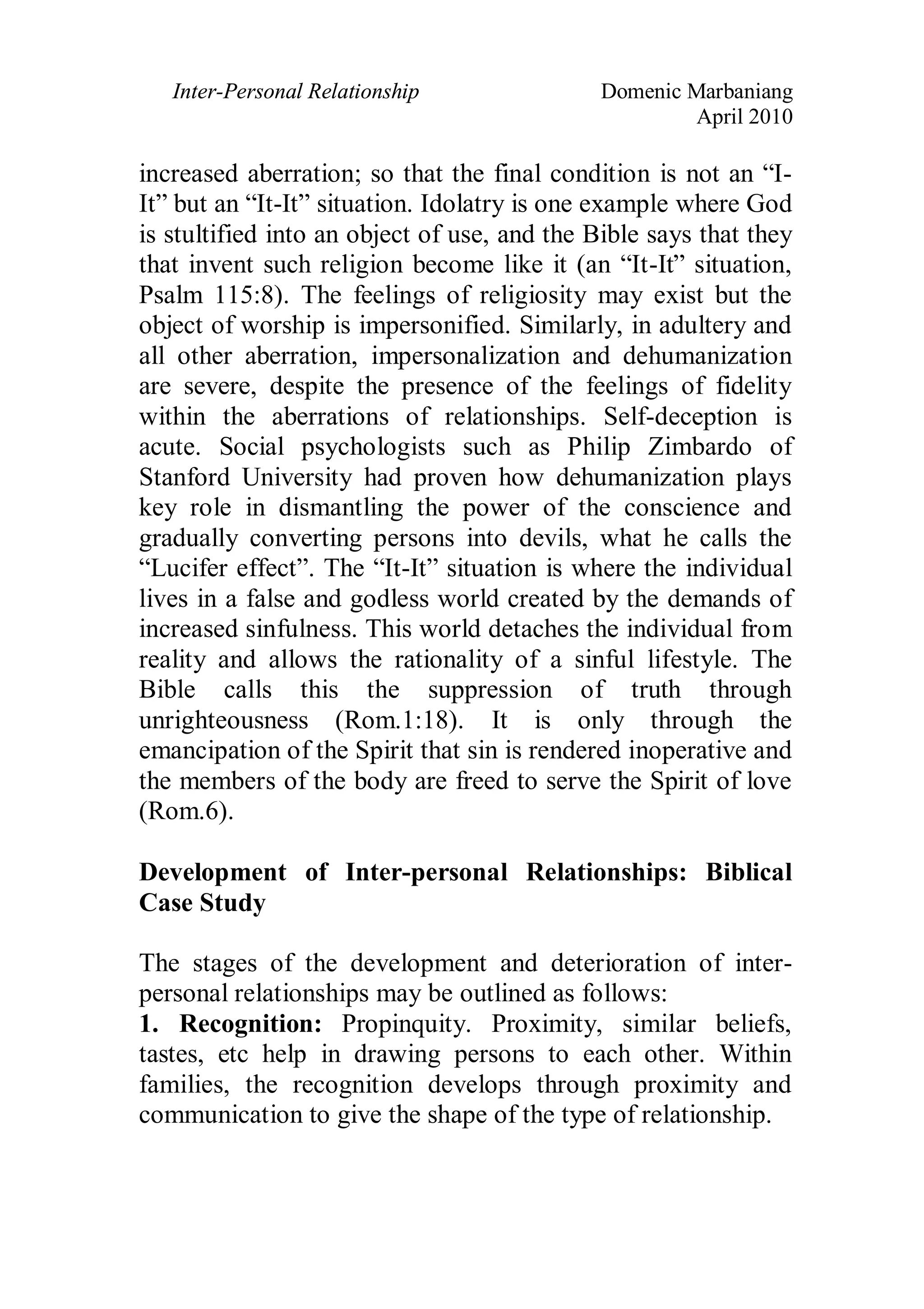 Inter personal relationship - a biblical perspective | PDF