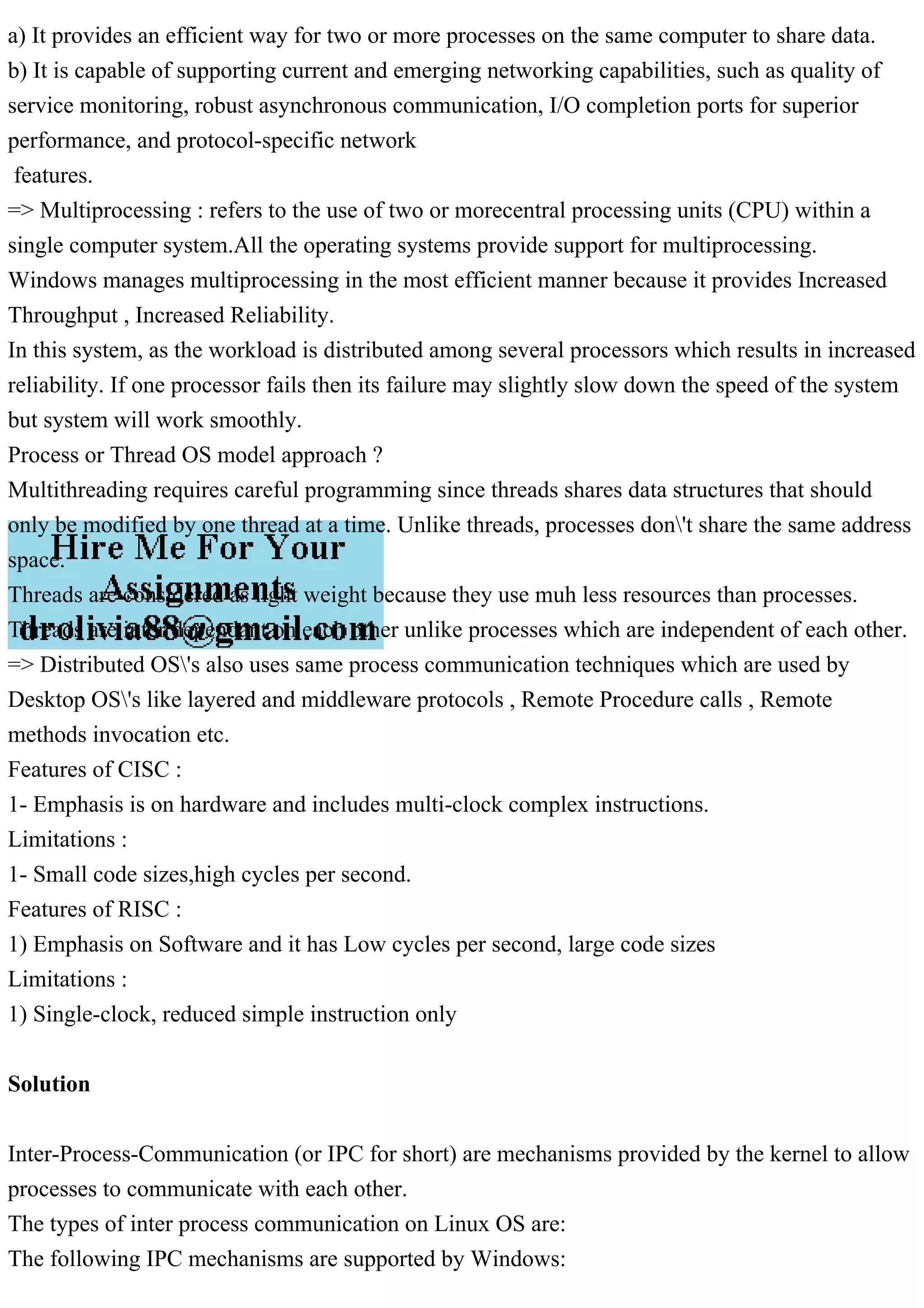 Inter-Process-Communication (or IPC for short) are mechanisms provid.pdf | Operating Systems ...