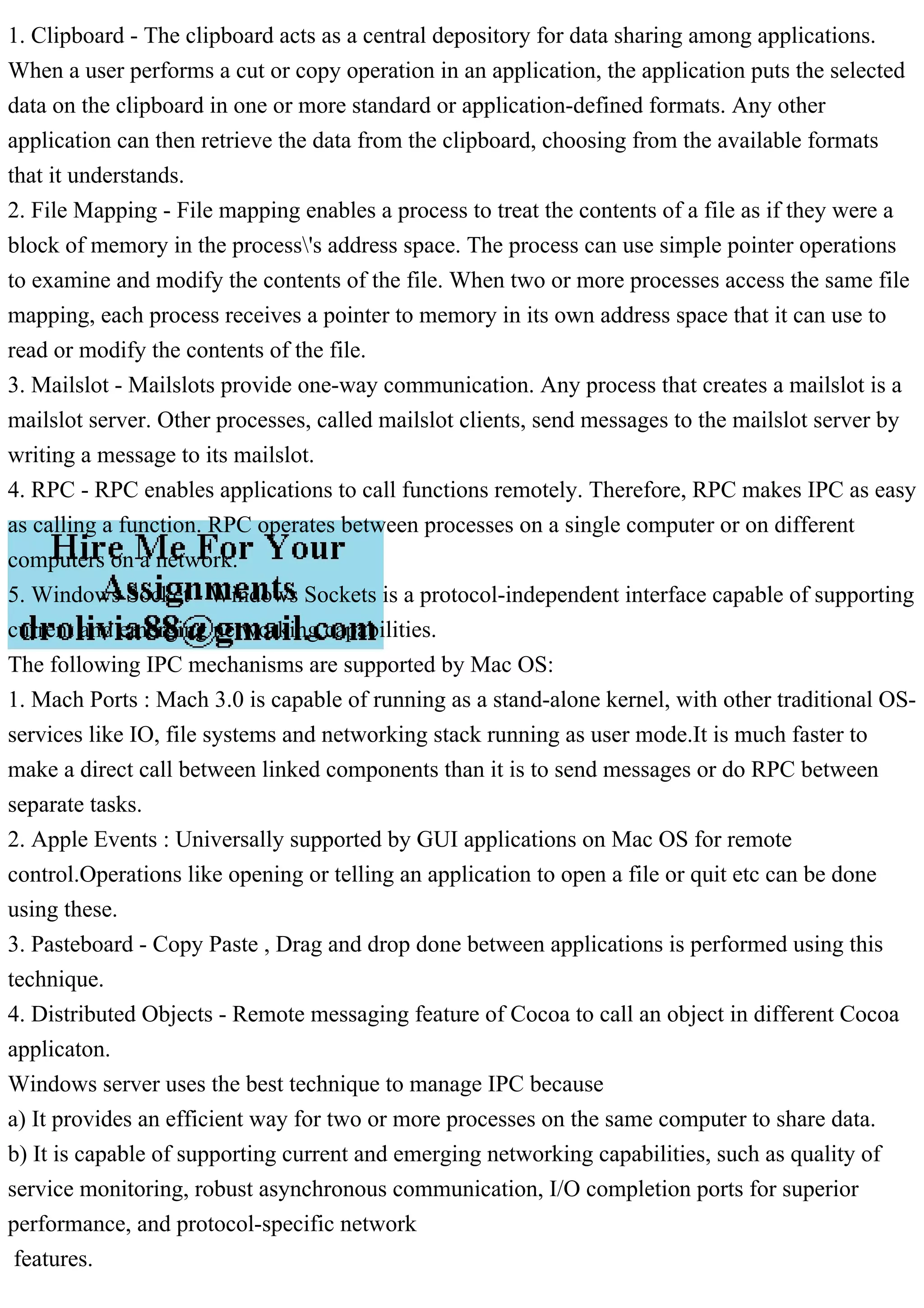 Inter-Process-Communication (or IPC for short) are mechanisms provid.pdf | Operating Systems ...