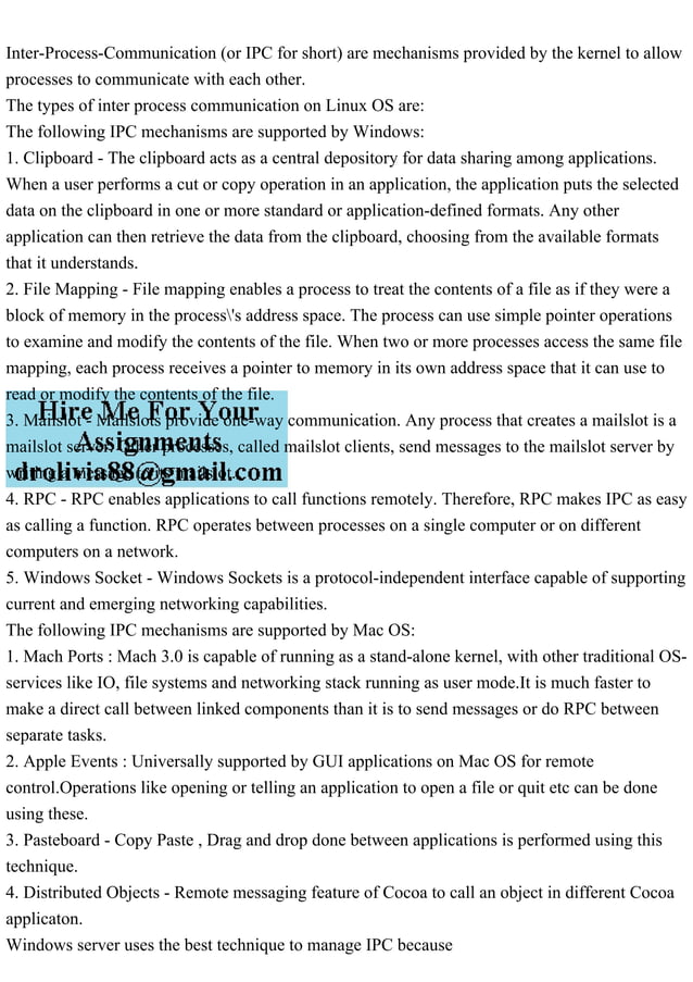 Inter-Process-Communication (or IPC for short) are mechanisms provid.pdf | Operating Systems ...