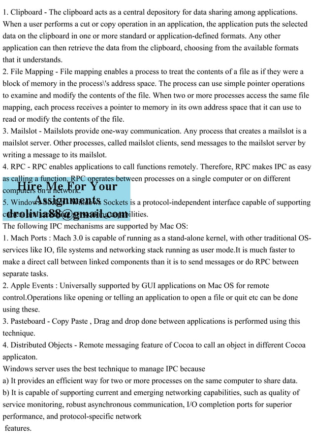 Inter-Process-Communication (or IPC for short) are mechanisms provid.pdf | Operating Systems ...
