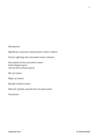 Inter-Proximal Contact and its Implications | PDF