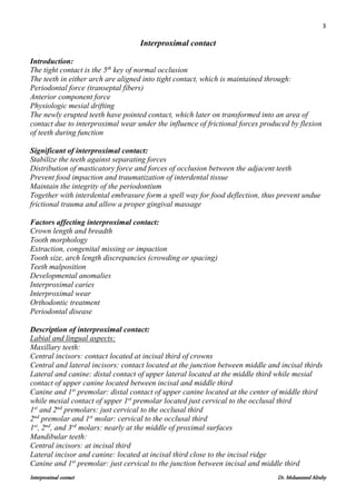 Inter-Proximal Contact and its Implications | PDF