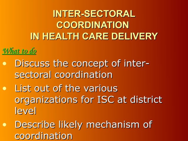 Inter sectoral coordination | PPT