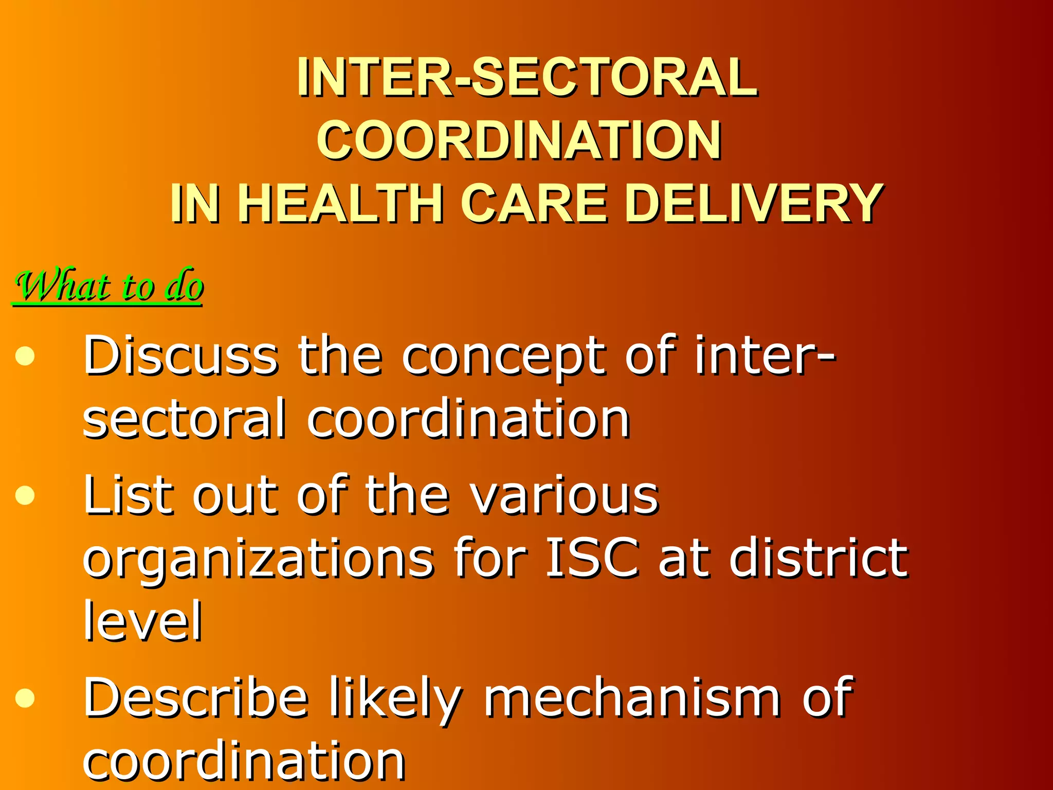 Inter sectoral coordination | PPT
