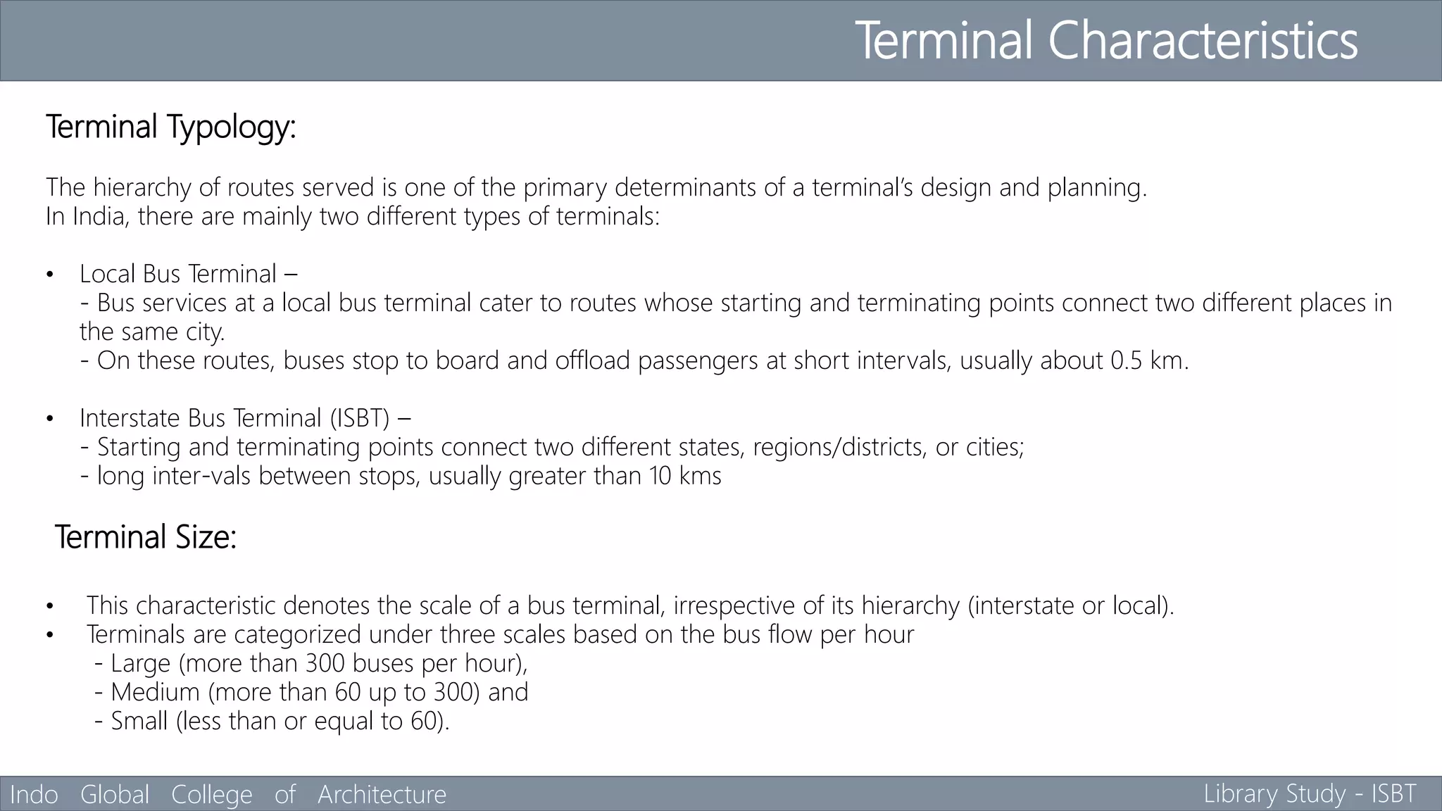 Inter state bus terminal - Library Study & Case Study | PPTX