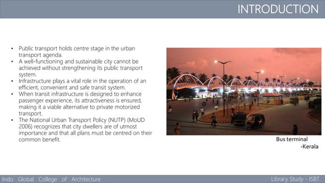 Inter state bus terminal - Library Study & Case Study | PPTX