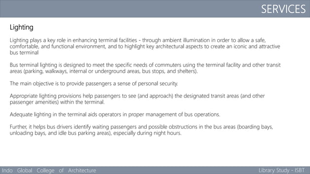 Inter state bus terminal - Library Study & Case Study | PPTX