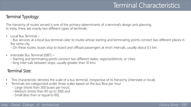 Inter state bus terminal - Library Study & Case Study | PPTX