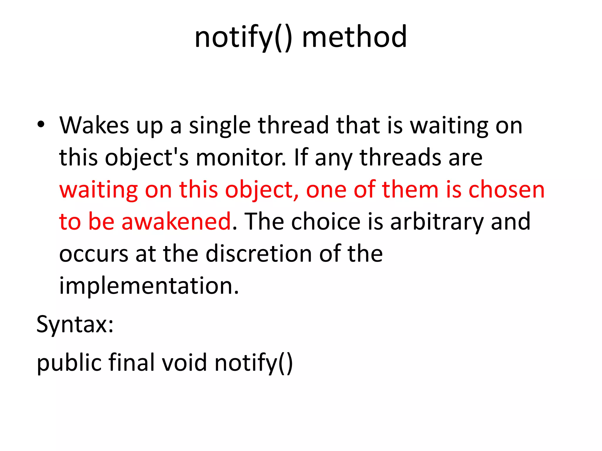 Inter thread communication & runnable interface | PPT