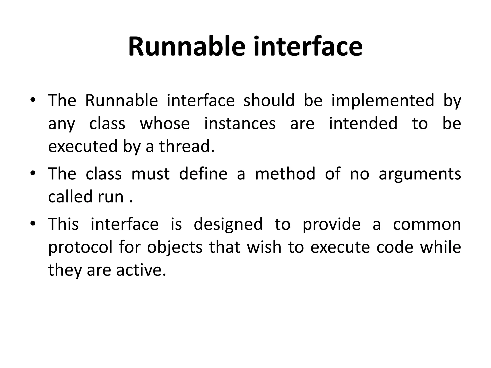 Inter thread communication & runnable interface | PPT