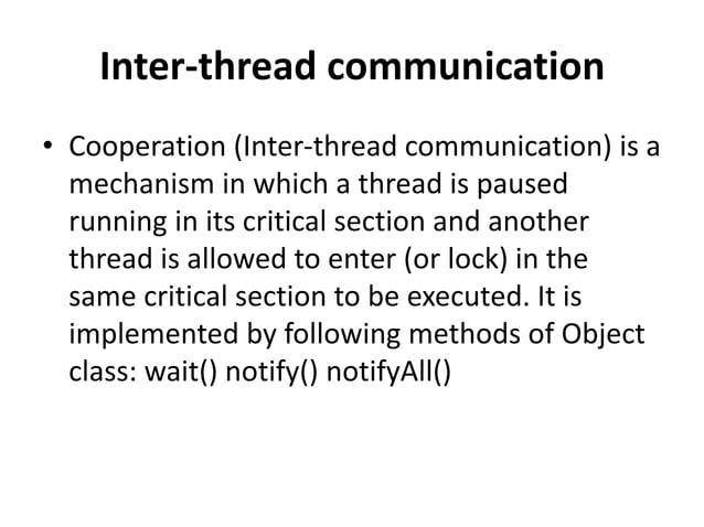 Inter thread communication & runnable interface | PPT