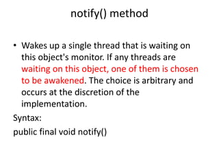 Inter thread communication & runnable interface | PPT