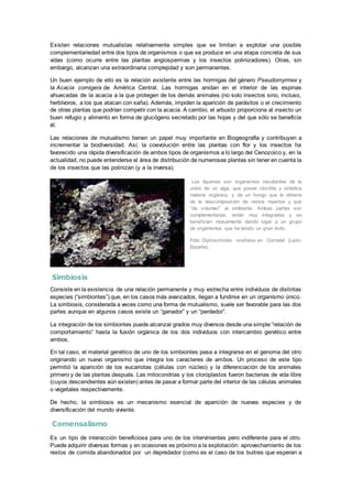 Interacciones biologicas Biodiversidad | DOCX