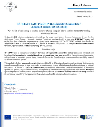 INTERACT PADR Project - 1st Press Release | PDF