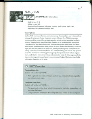 SIOP Interaction component- Games / activities for languagage learning ...